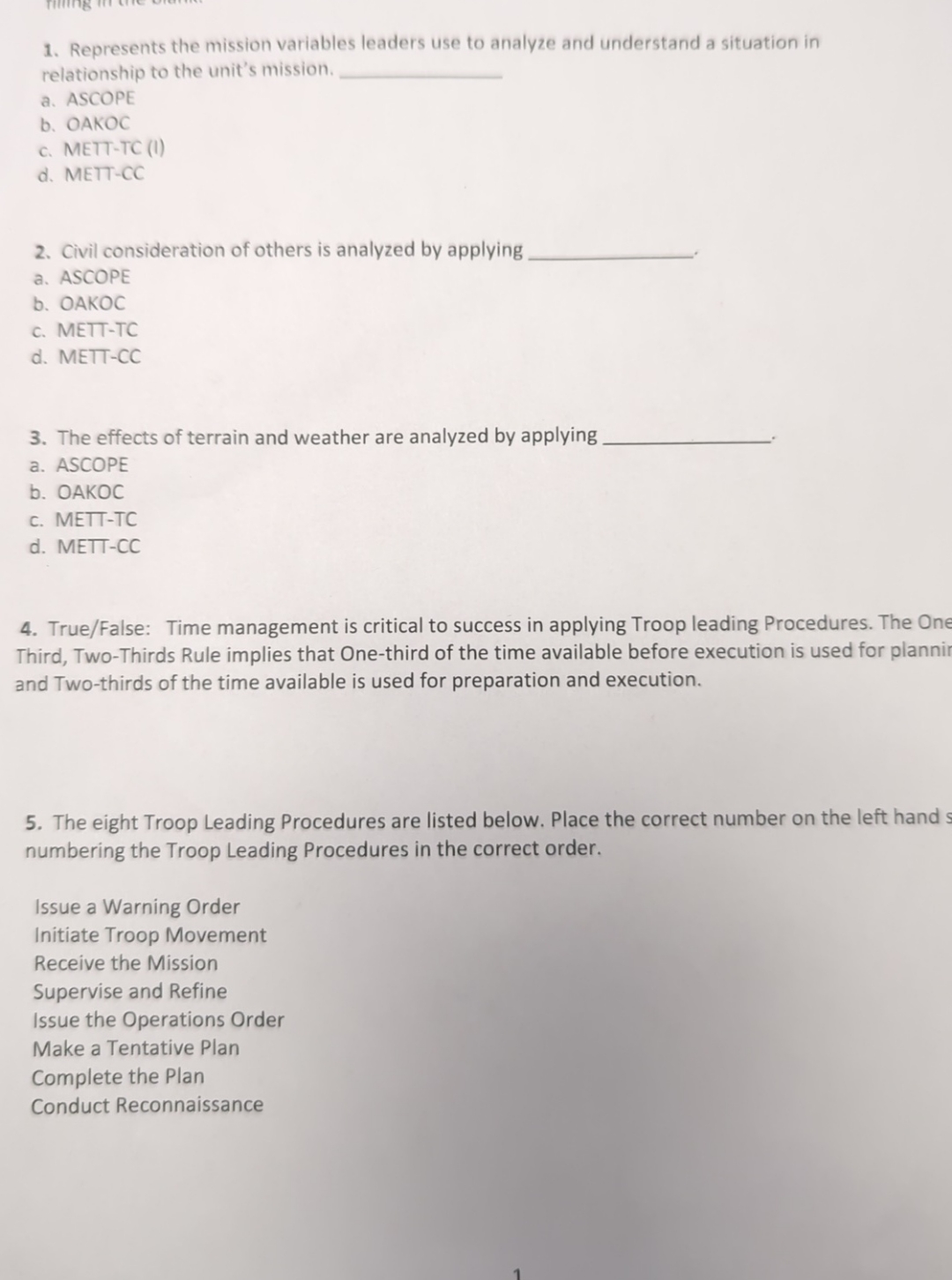 Solved Represents the mission variables leaders use to | Chegg.com