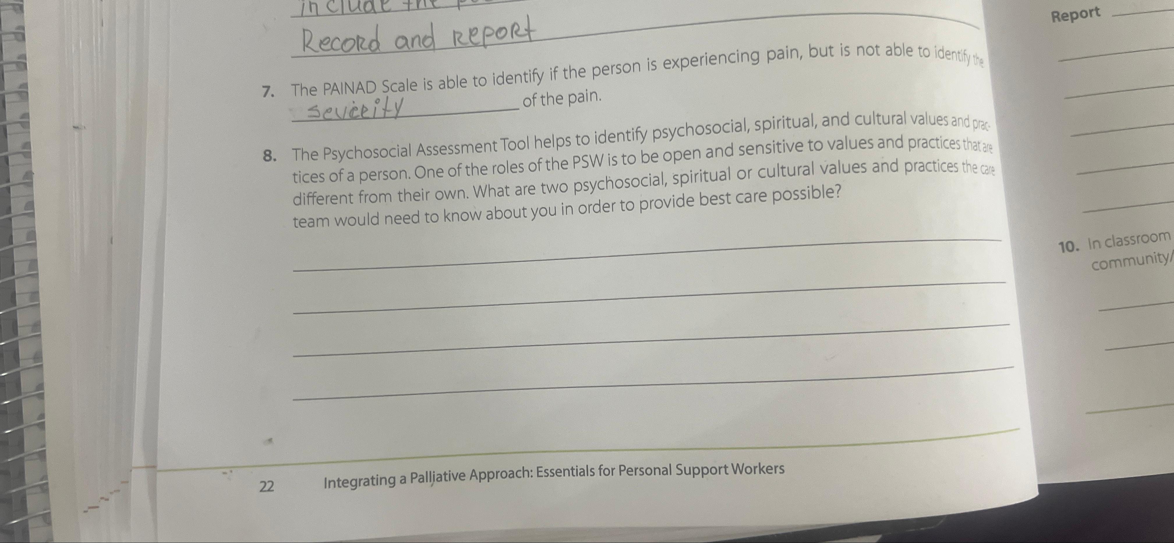 Solved Record and reportReport7. ﻿The PAINAD Scale is able | Chegg.com