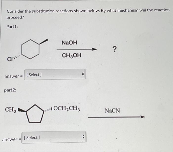 Solved Consider the substitution reactions shown below. By | Chegg.com