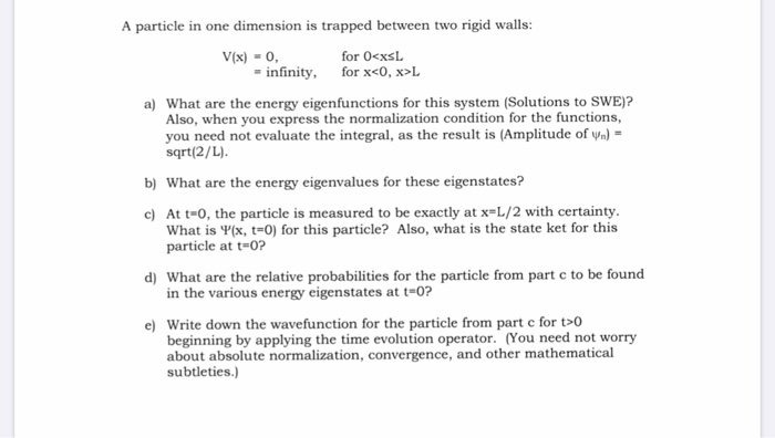 Solved A particle in one dimension is trapped between two | Chegg.com