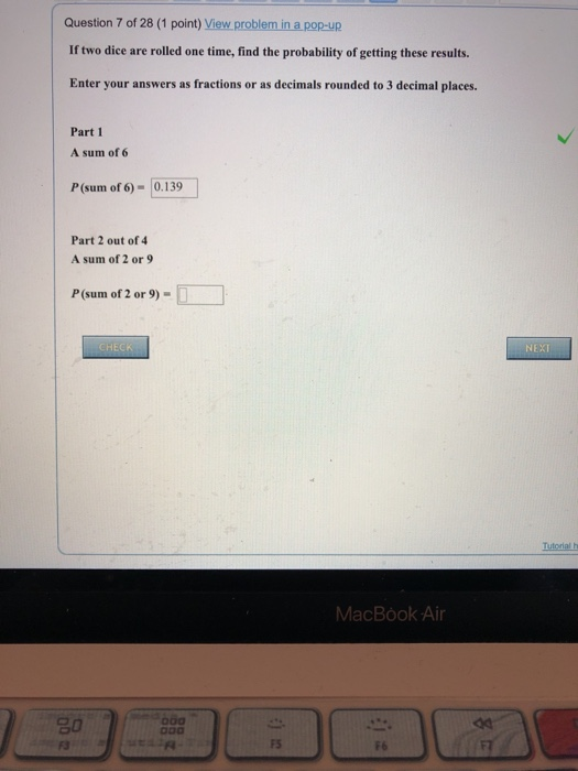 Solved Question 7 of 28 (1 point) View problem in a pop-up | Chegg.com