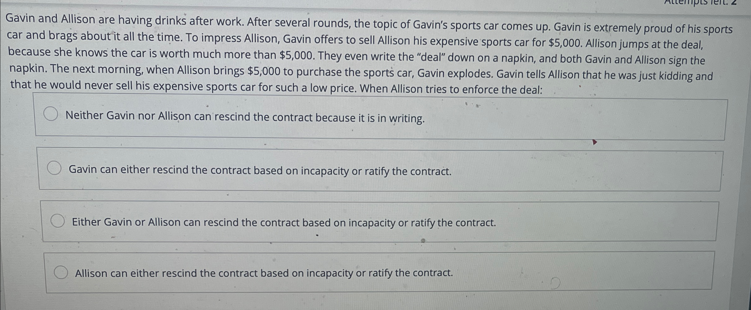 Solved Gavin and Allison are having drinks after work. After | Chegg.com