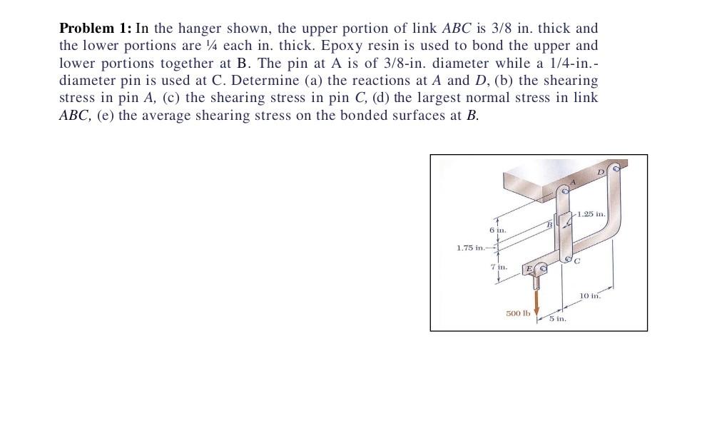 Solved Problem 1: In the hanger shown, the upper portion of | Chegg.com