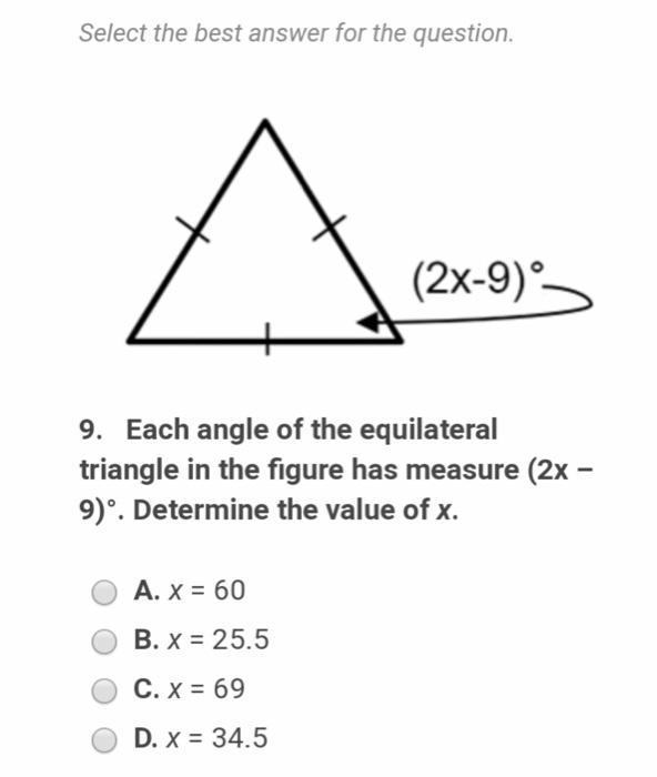 Solved Select the best answer for the question. (2x-9) 9. | Chegg.com