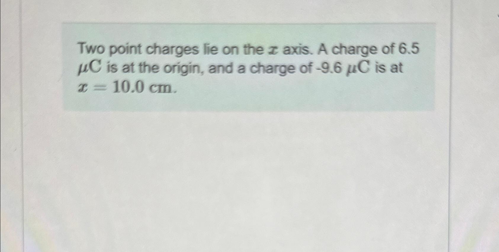 Solved Two point charges lie on the x ﻿axis. A charge of | Chegg.com