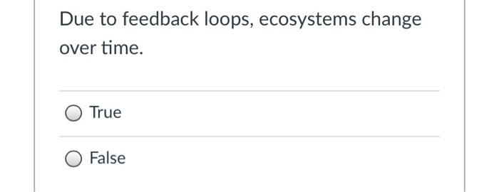 Solved Due to feedback loops, ecosystems change over time. | Chegg.com