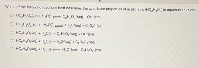 Solved which of the following reactions best describes the | Chegg.com
