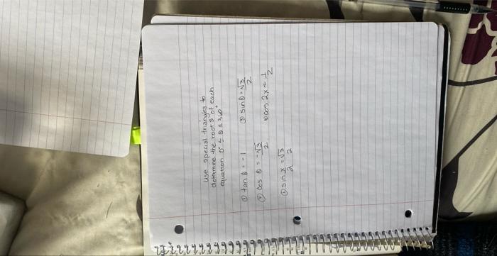 Solved Use special triangles to delermice the roots of each | Chegg.com