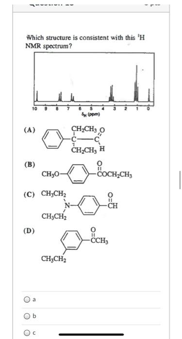 Solved Which structure is consistent with this 'H NMR | Chegg.com