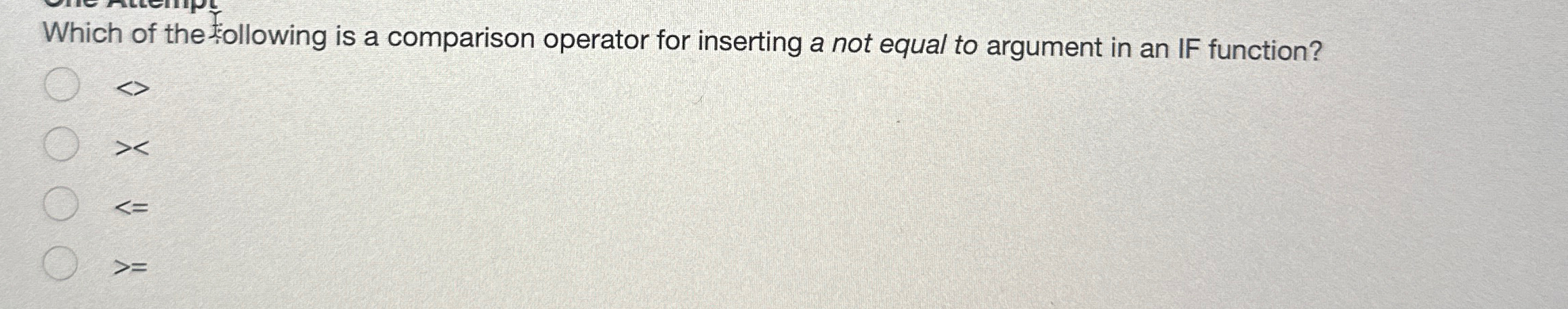 Solved Which of the :ollowing is a comparison operator for | Chegg.com