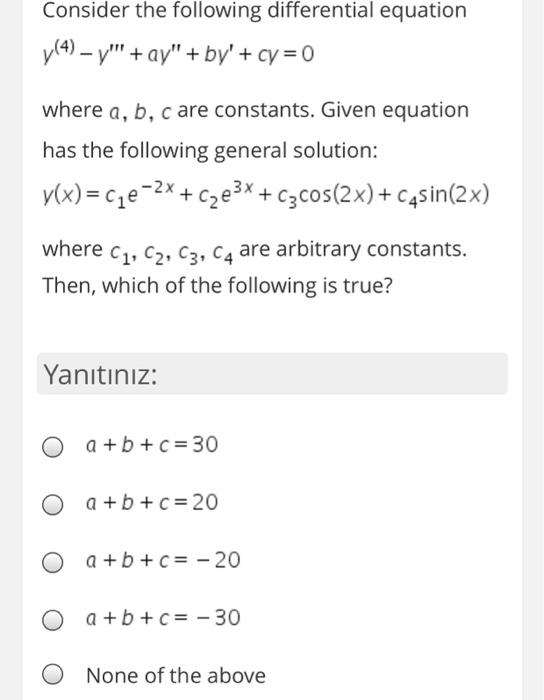Solved Consider the following differential equation y (4) – | Chegg.com