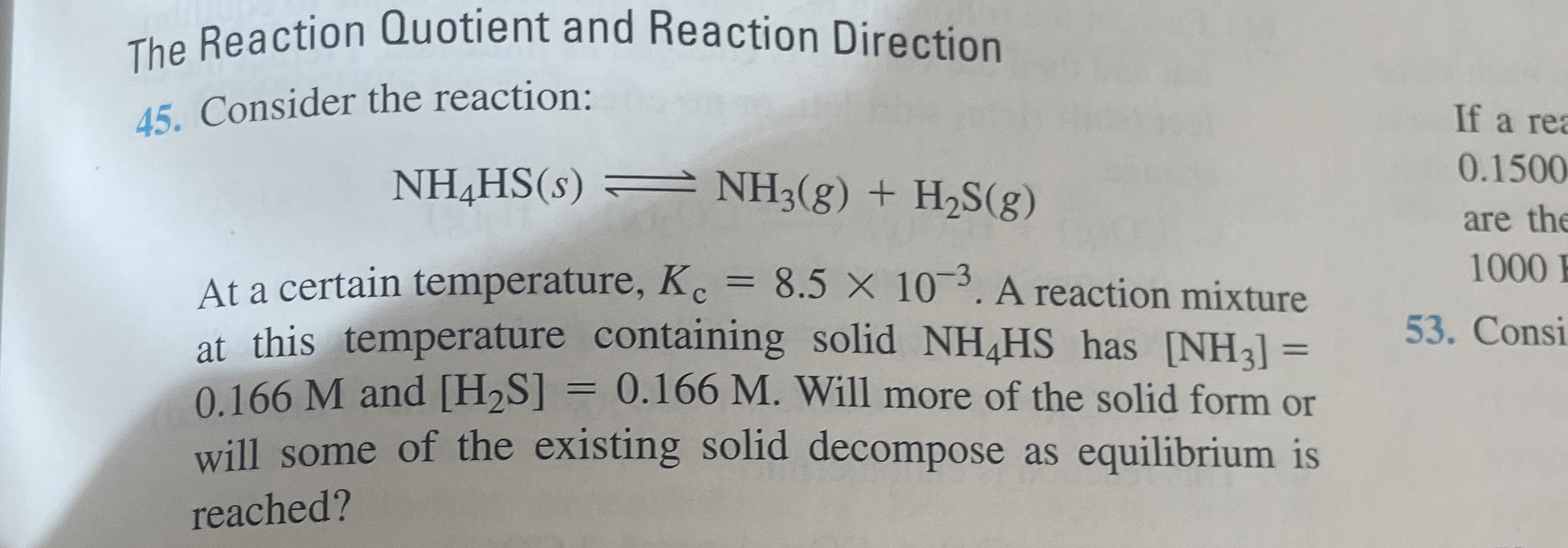 Solved The Reaction Quotient and Reaction DirectionConsider | Chegg.com
