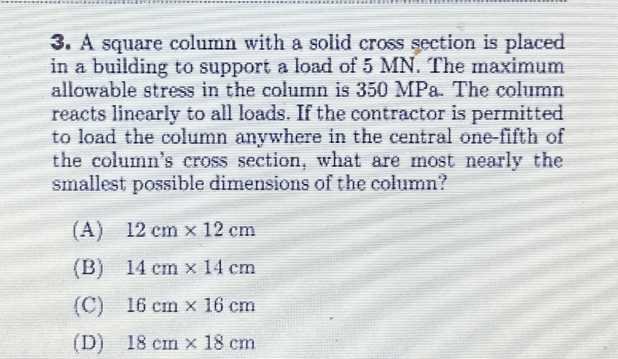 Solved A square column with a solid cross section is placed | Chegg.com