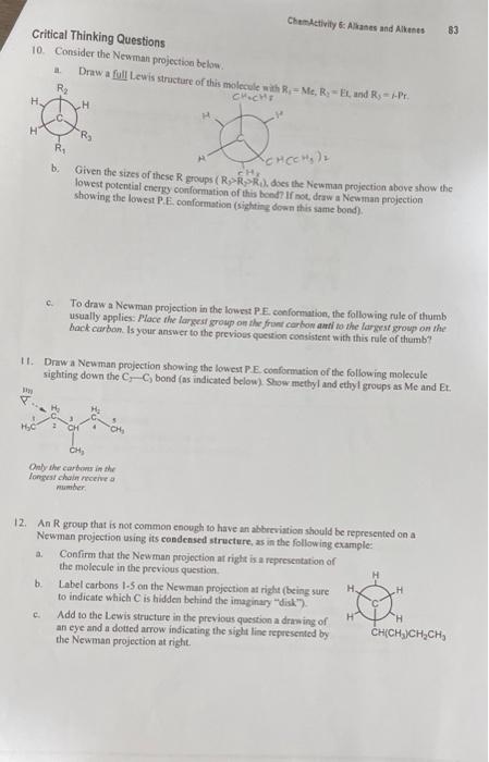 Solved Critical Thinking Questions 10. Consider the Newman | Chegg.com