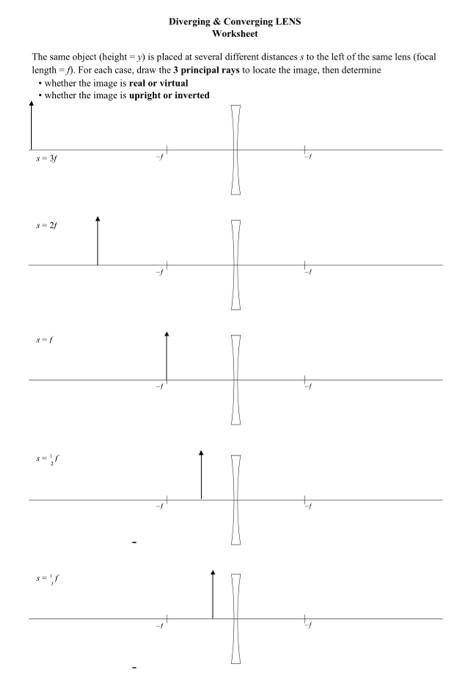 Solved Diverging \& Converging LENS Worksheet The same | Chegg.com