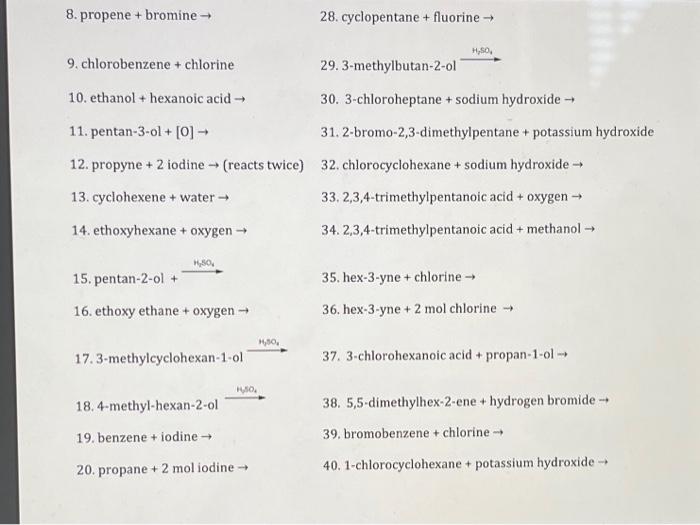 Solved Write condensed structural formulas for all organic | Chegg.com