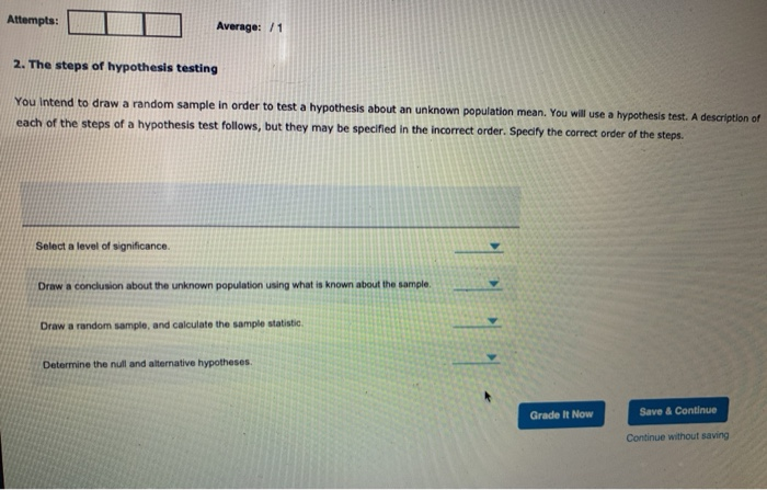 Solved Attempts: Average: /1 2. The steps of hypothesis | Chegg.com