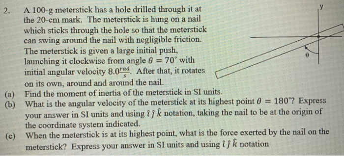 Solved A 100-g meterstick has a hole drilled through it at | Chegg.com