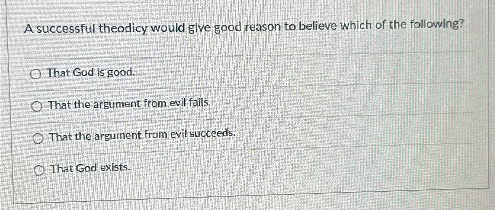Solved A successful theodicy would give good reason to | Chegg.com