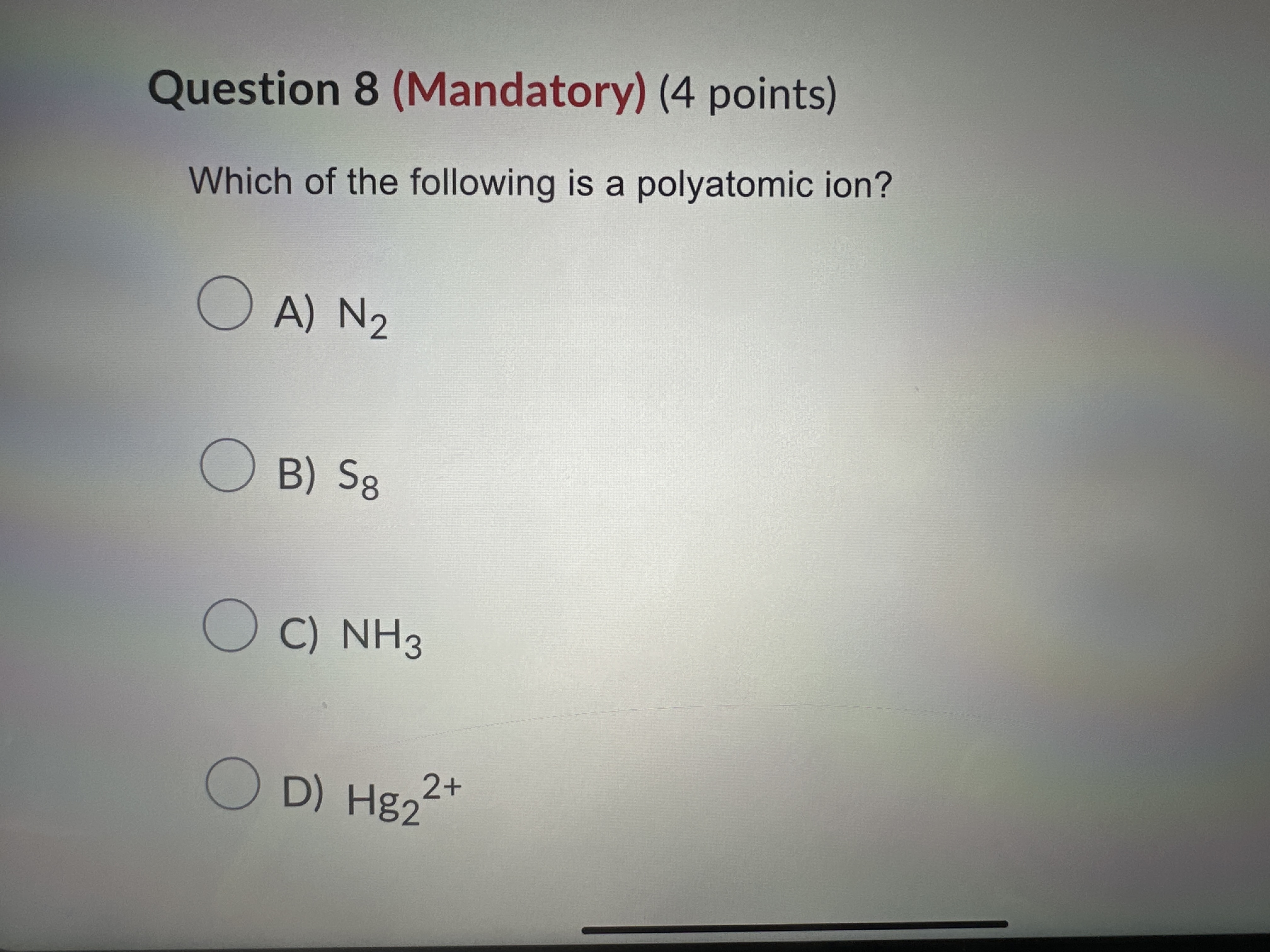 Solved Question 8 (Mandatory) (4 ﻿points)Which of ﻿the | Chegg.com