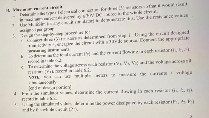 Solved B. Maximum current circuit 1. Determine the type of | Chegg.com
