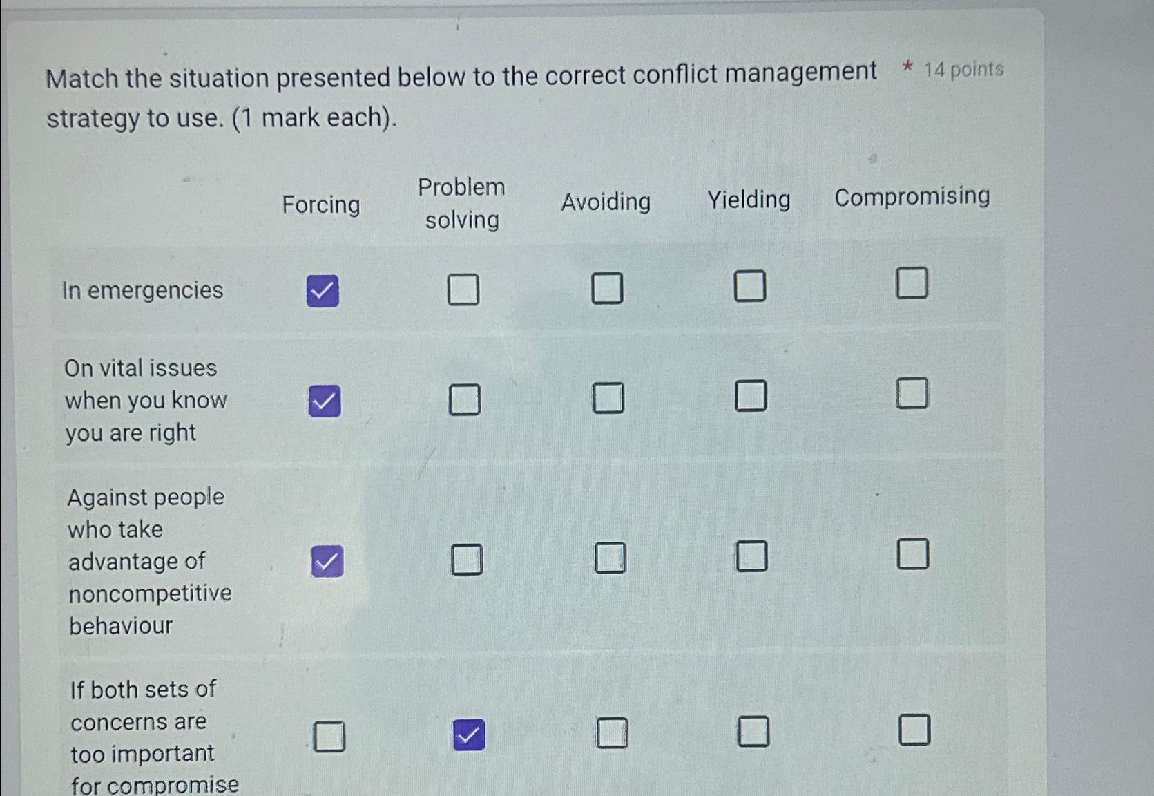 Solved Match the situation presented below to the correct | Chegg.com