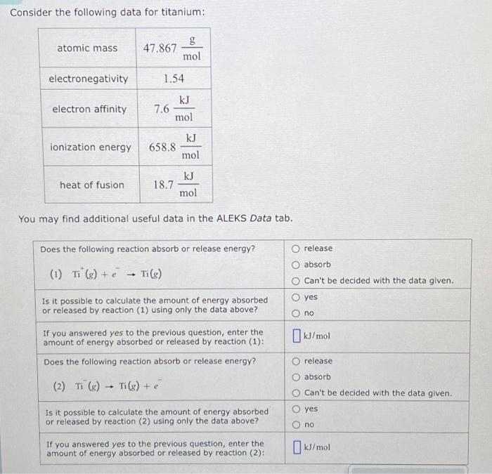 Solved Consider the following data for titanium: You may | Chegg.com Solved Consider the following data for titanium: You may | Chegg.com