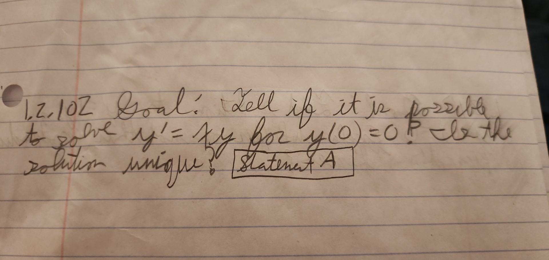 Solved Statement A: Determine whether Picard's Theorem | Chegg.com