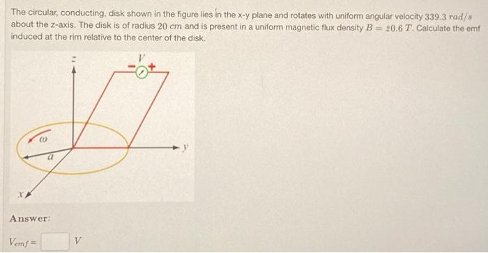 Solved The circular, conducting, disk shown in the figure | Chegg.com