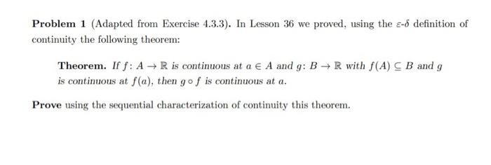Solved Problem 1 (Adapted from Exercise 4.3.3). In Lesson 36 | Chegg.com