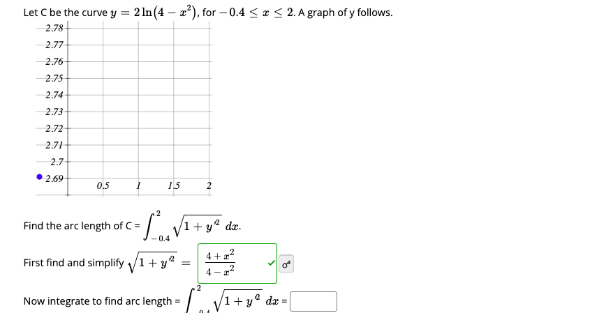 Solved Let C ﻿be the curve y=2ln(4-x2), ﻿for -0.4≤x≤2. ﻿A | Chegg.com