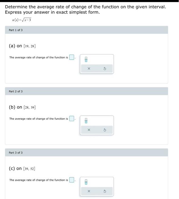 Solved Determine the average rate of change of the function | Chegg.com