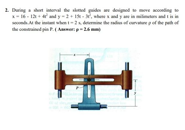 Solved During a short interval the slotted guides are | Chegg.com