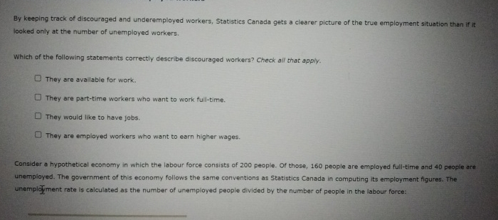 Solved By keeping track of discouraged and underemployed | Chegg.com