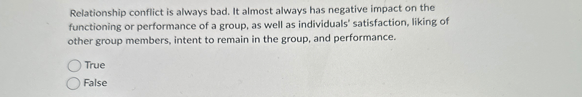 Solved Relationship conflict is always bad. It almost always | Chegg.com