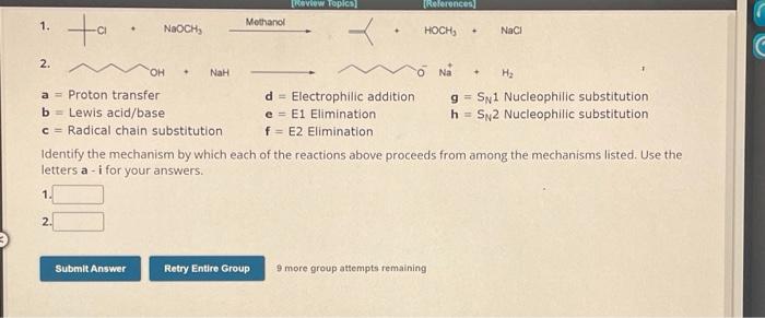 Solved 1. 2. +19 a= Proton transfer d = Electrophilic | Chegg.com