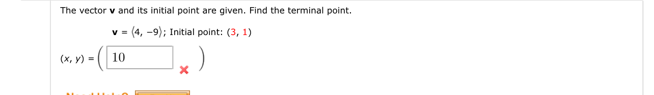 Solved The vector v ﻿and its initial point are given. Find | Chegg.com