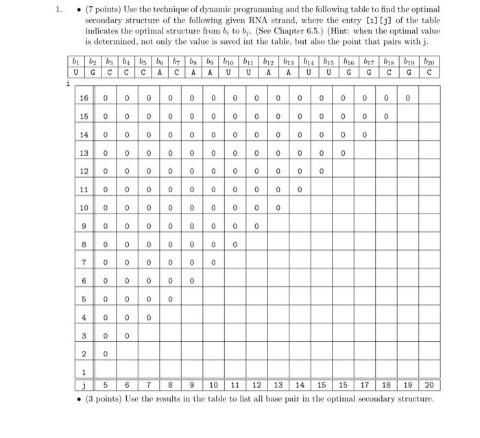 Solved - (7 points) Use the technique of dynamic programming | Chegg.com