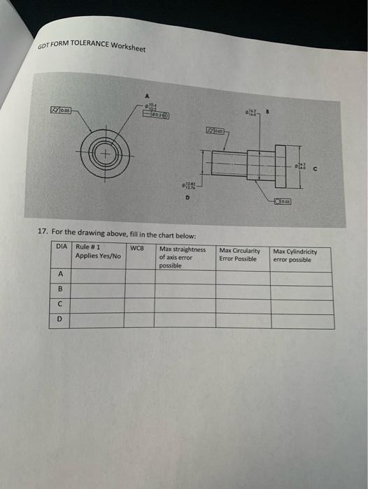 Solved GDT FORM TOLERANCE Worksheet 12.4 12 Referencing the | Chegg.com