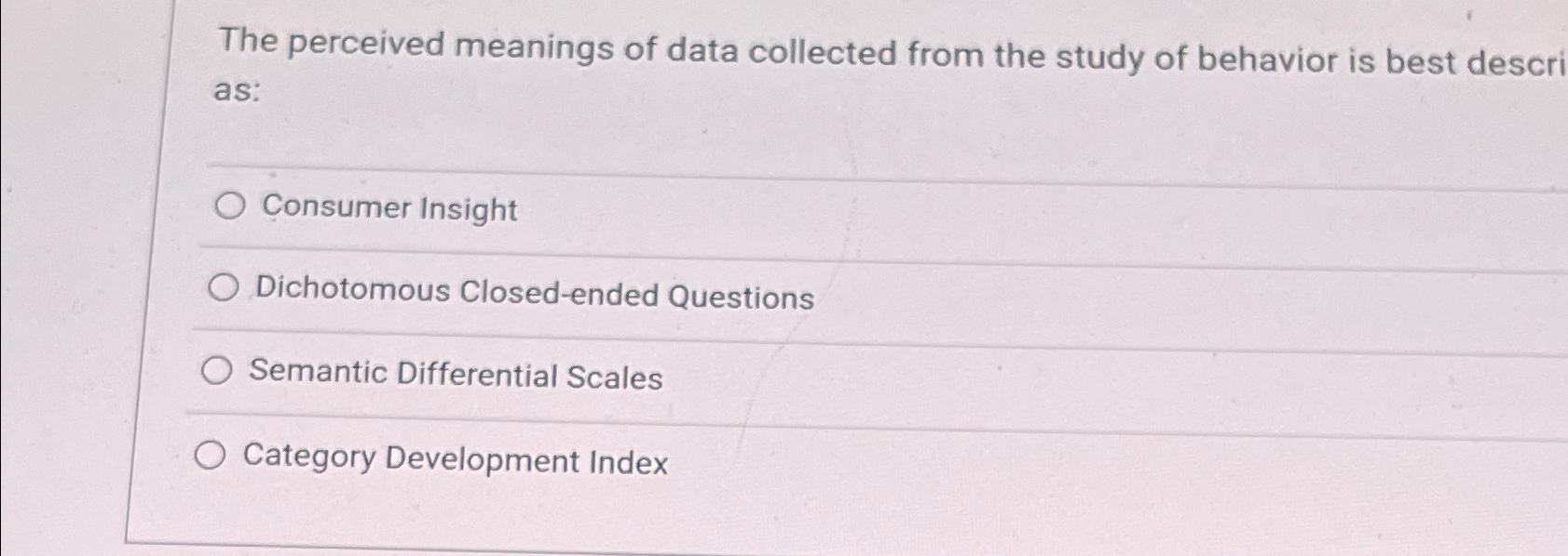 Solved The perceived meanings of data collected from the | Chegg.com