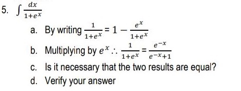 Solved 1 e+ 5. Se 1+ex a. By writing = 1 1+ex 1+ex b. | Chegg.com