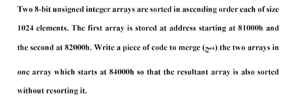 Solved Two 8-bit unsigned integer arrays are sorted in | Chegg.com