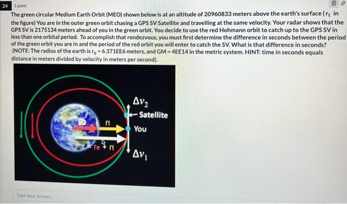 Solved The green circular Medium Earth Orbit (MEO) shown | Chegg.com