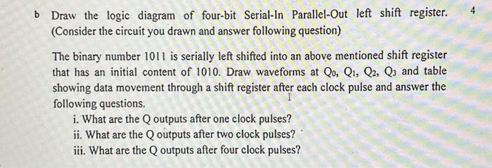 Solved b Draw the logic diagram of four-bit Serial-In | Chegg.com