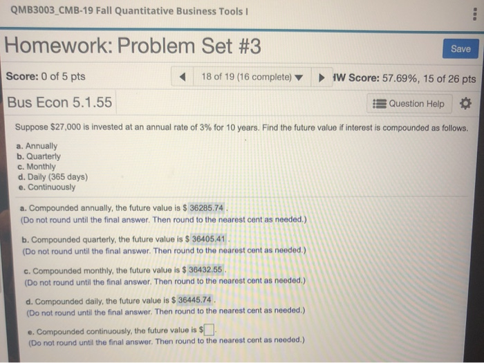 Solved QMB3003_CMB-19 Fall Quantitative Business Tools | Chegg.com