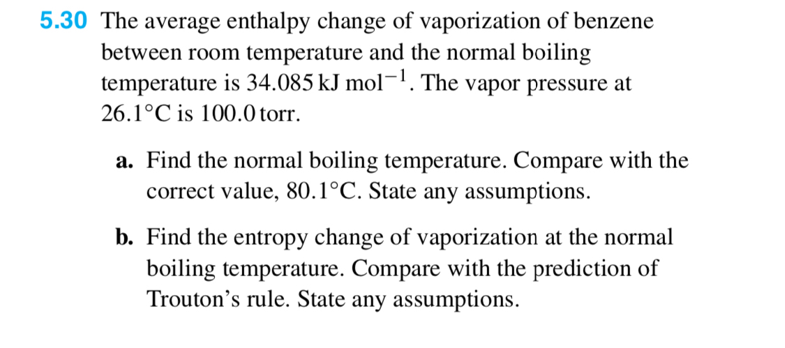 Solved The average enthalpy change of vaporization of | Chegg.com