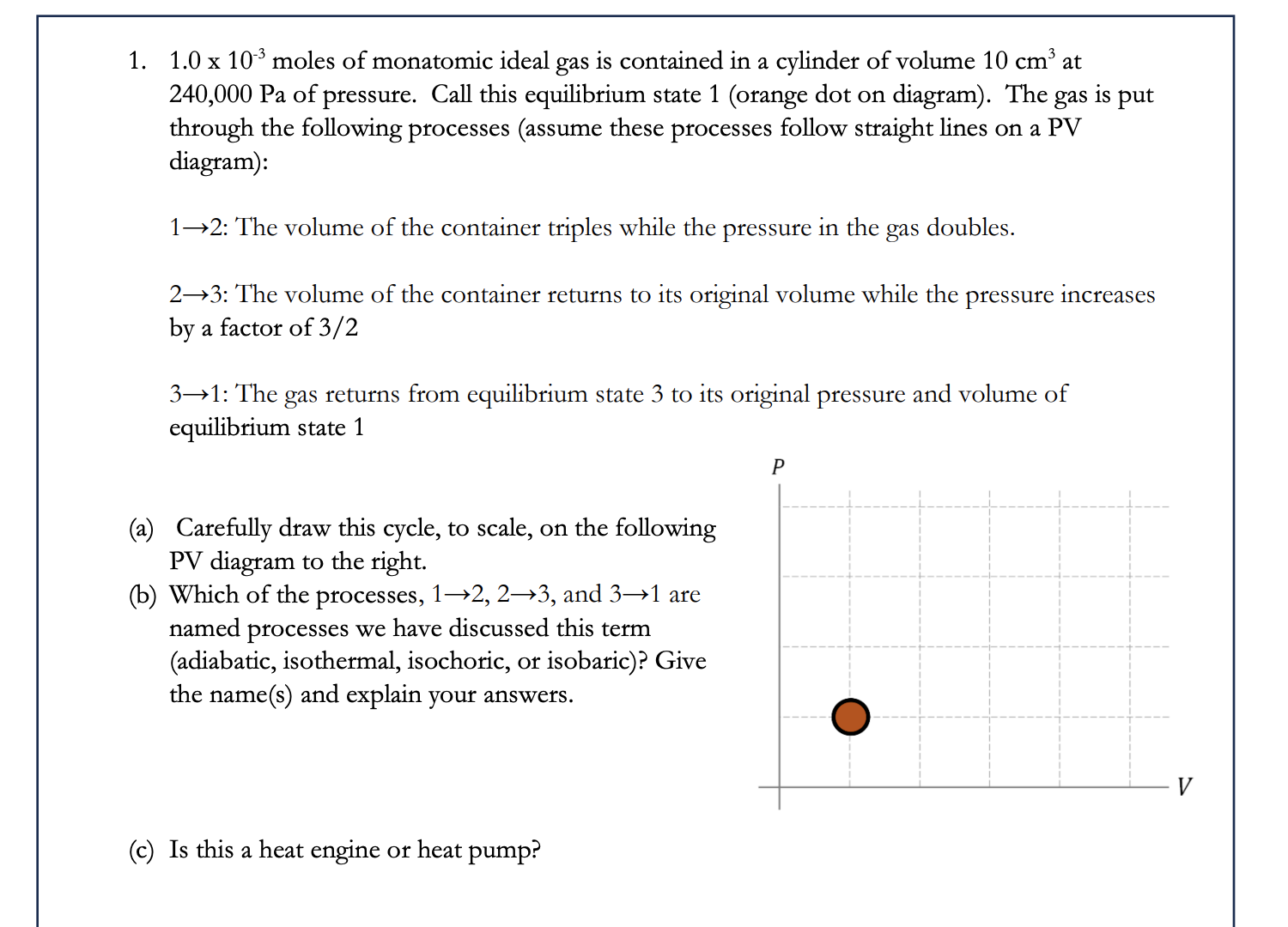 Solved 6. (12 ﻿points) 1.0 \times 10^-3 ﻿moles of monatomic | Chegg.com
