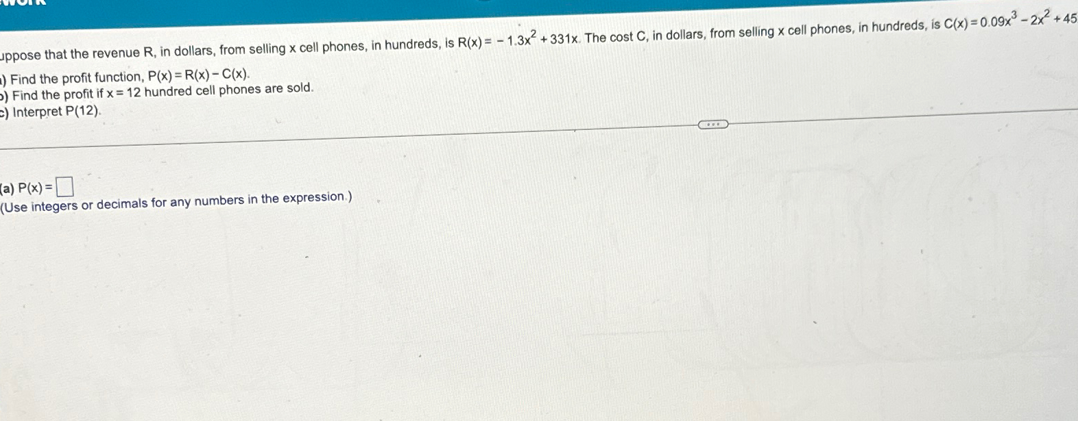 Solved uppose that the revenue R, ﻿in dollars, from selling | Chegg.com