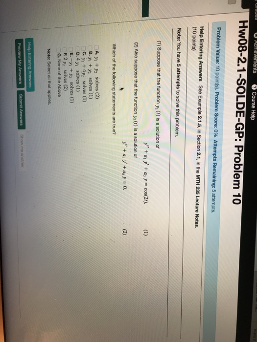Solved HW08-2.1-SOLDE-GP: Problem 10 Problem Value: 10 | Chegg.com