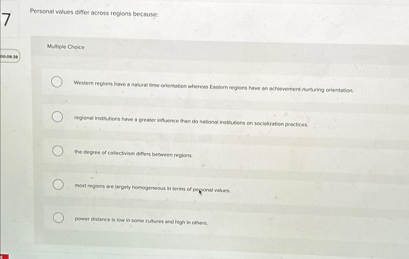 Solved Personal values differ across regions | Chegg.com